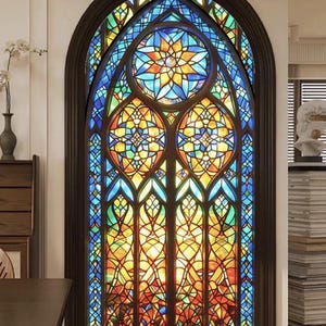 Cathedral-style Stained Glass Window Film - Custom Decorative Privacy ...