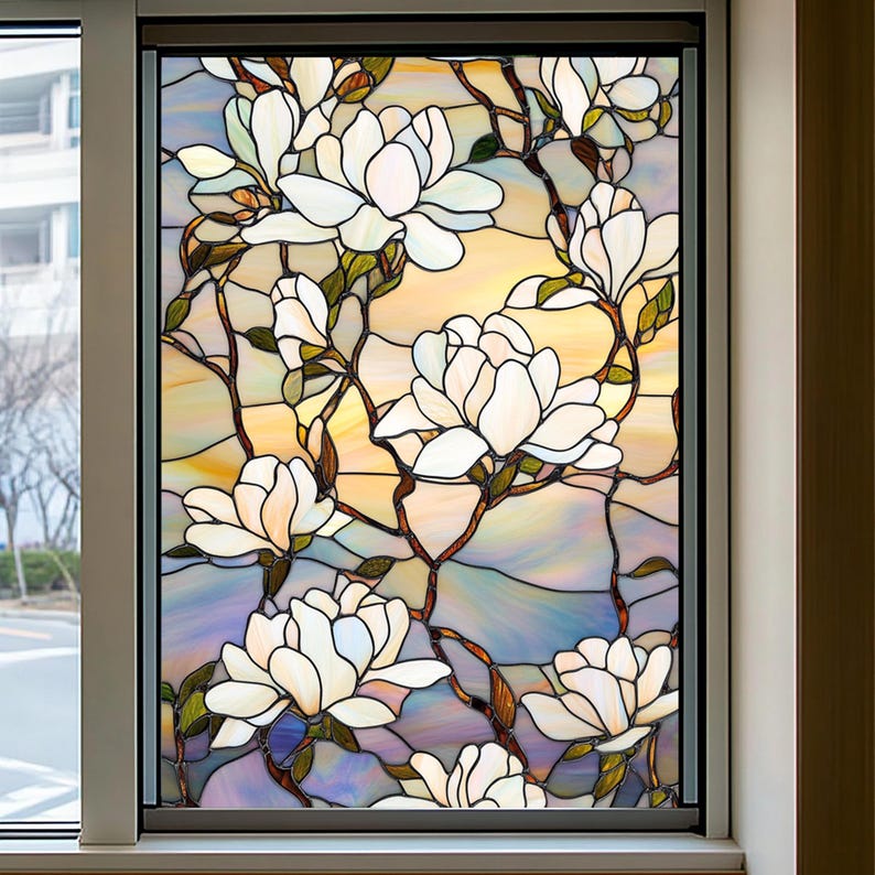 Retro Flower Pattern Privacy Window Film – Custom Frosted Glass ...