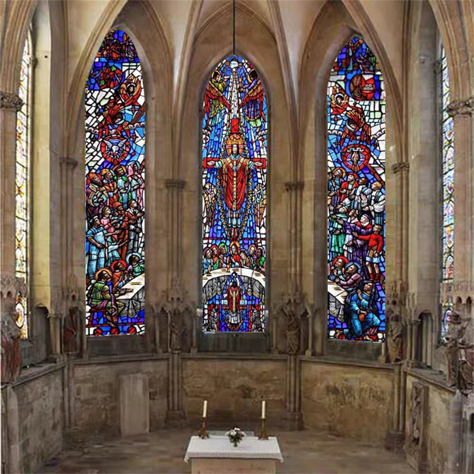 Stained Glass Wndow Film Frosted Glass Sticker Custom Size Church Jesus ...