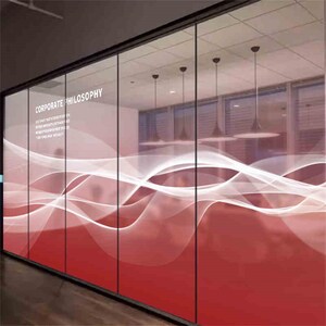 Custom Gradient Frosted Glass Film for Office – Curved Text, Colorful ...