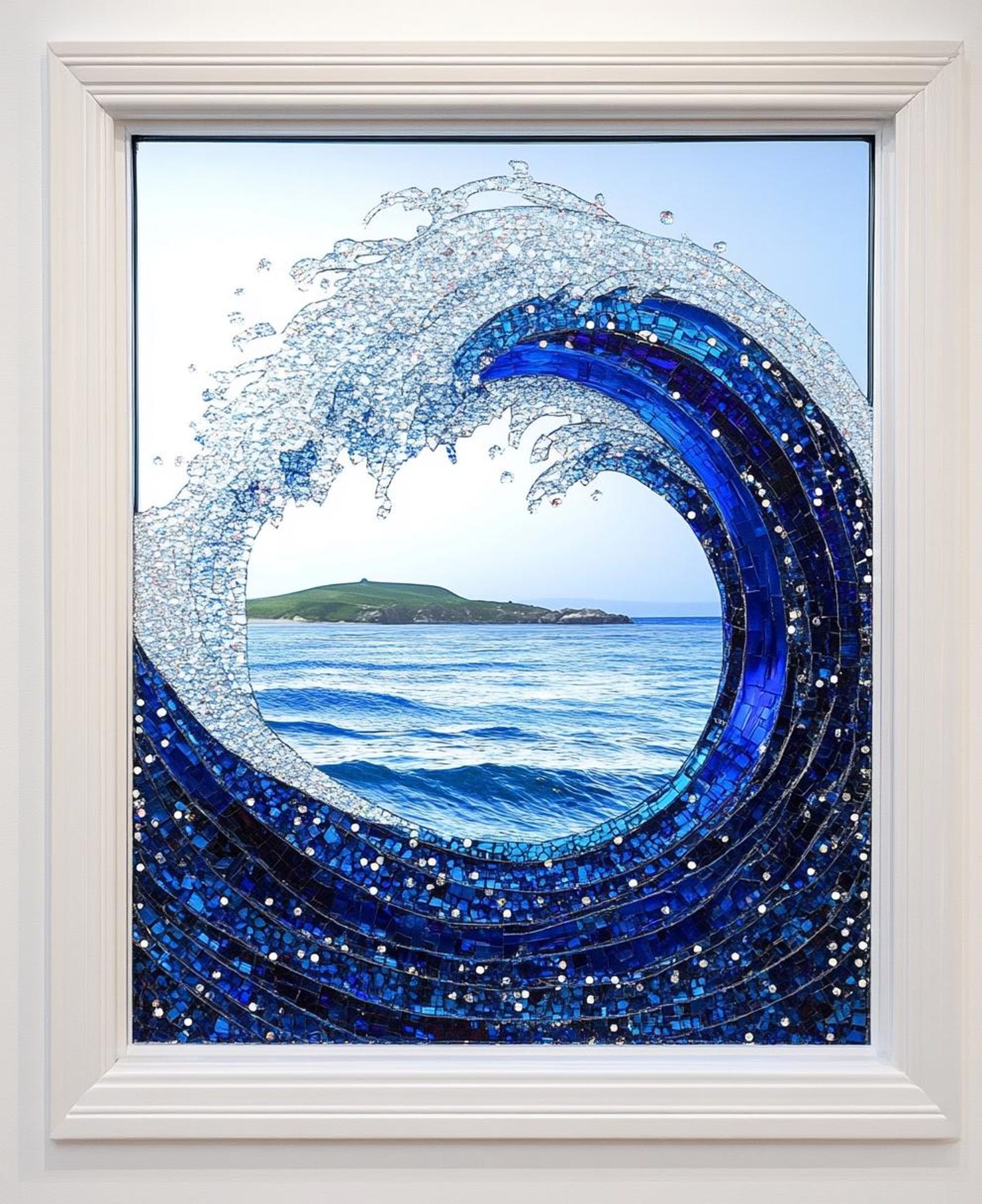 Custom Ocean Wave Stained Glass Window Film Mosaic Style Privacy ...