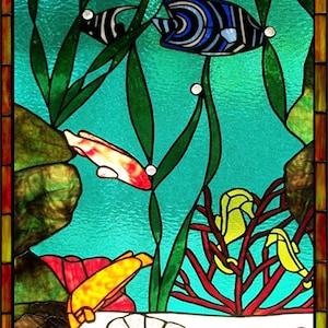 Stained Glass Window Film Animal Fish Cat Tiger Color Printing Picture ...