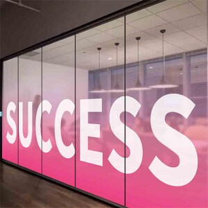 Custom Gradient Frosted Glass Film for Office – Curved Text, Colorful ...