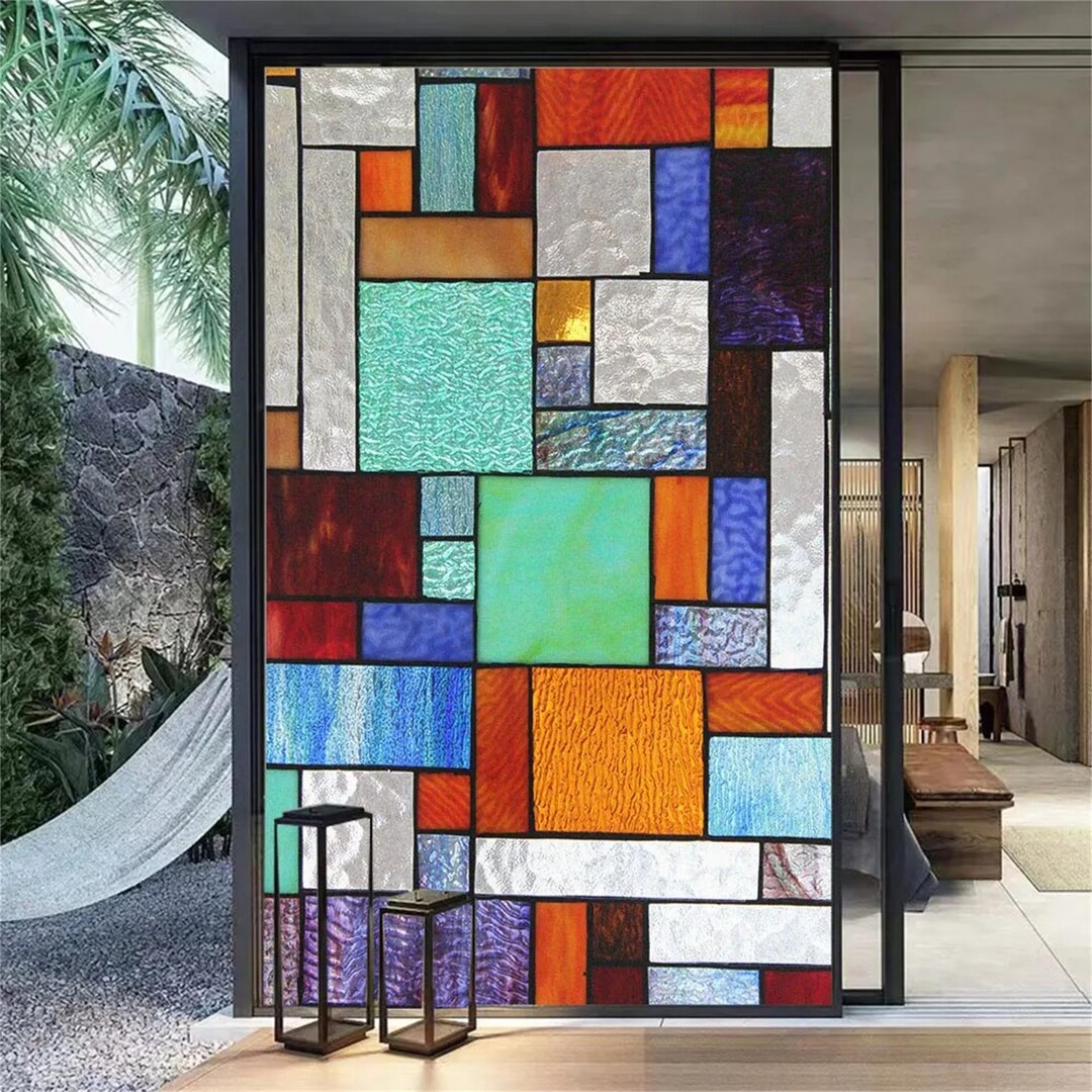 Custom Window Film - Church Retro Mosaic Grid, Static Cling, Privacy ...