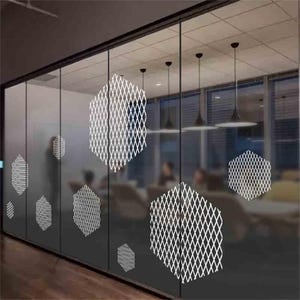 Custom Gradient Frosted Glass Film for Office – Curved Text, Colorful ...