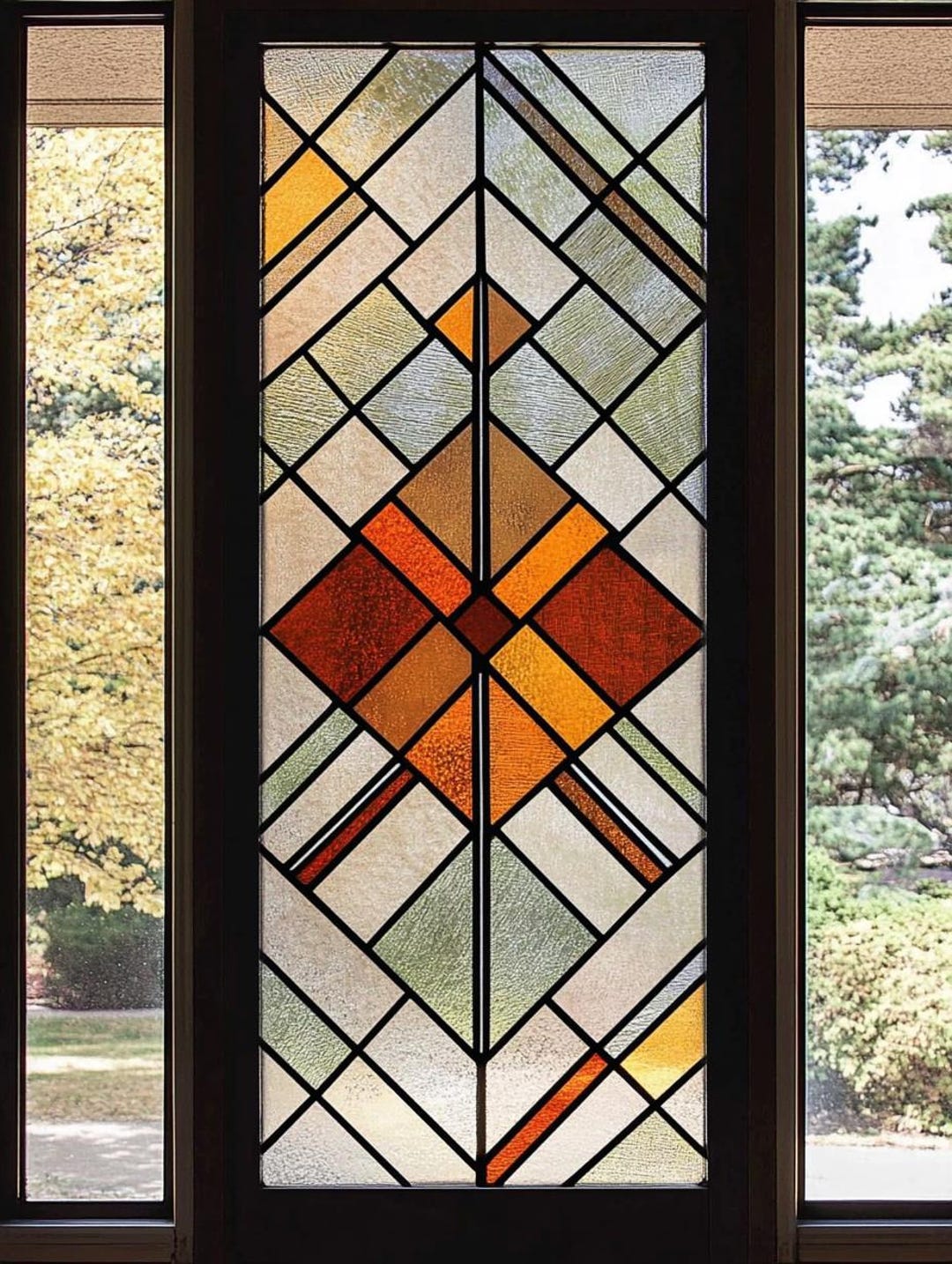 Custom Stained Glass Window Film - Geometric Art Deco Design for ...