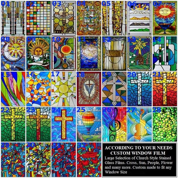 Custom Size Stained Glass Window Film Vintage Church Style - Etsy