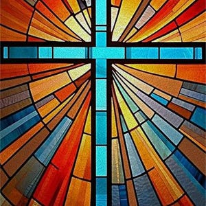 Christian Cross Stained Glass Window Film - Religious Decorative ...