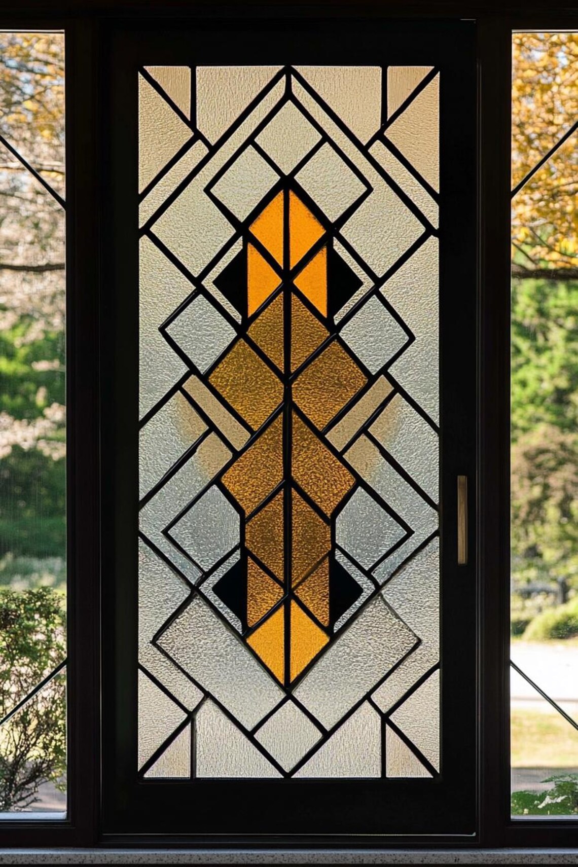 Custom Stained Glass Window Film - Geometric Art Deco Design for ...