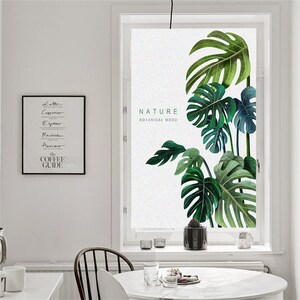 Custom Size Window Privacy Film Green Plants Glass Sticker UV Blocking ...