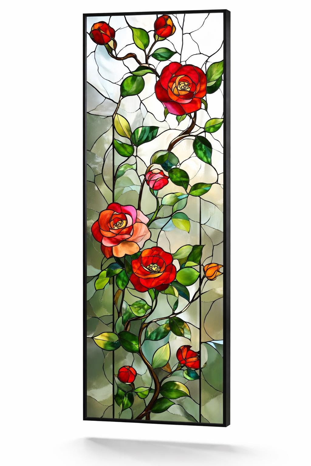 Stained Glass Window Film Rose Floral Design Frosted Privacy Static ...