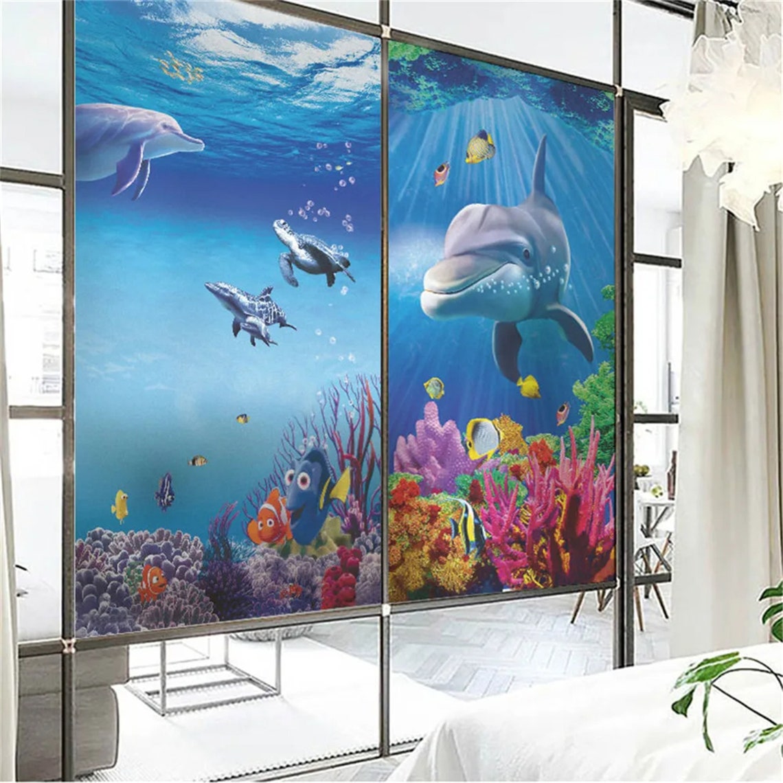 Custom Size Window Film Privacy Underwater Ocean Glass Sticker UV ...