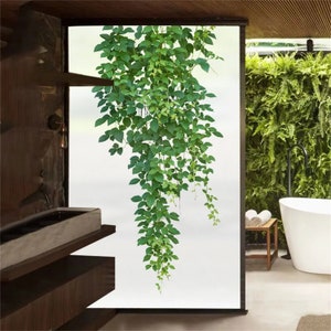 Green Leaf Design Privacy Window Film - PVC Frosted Glass Door Stickers ...
