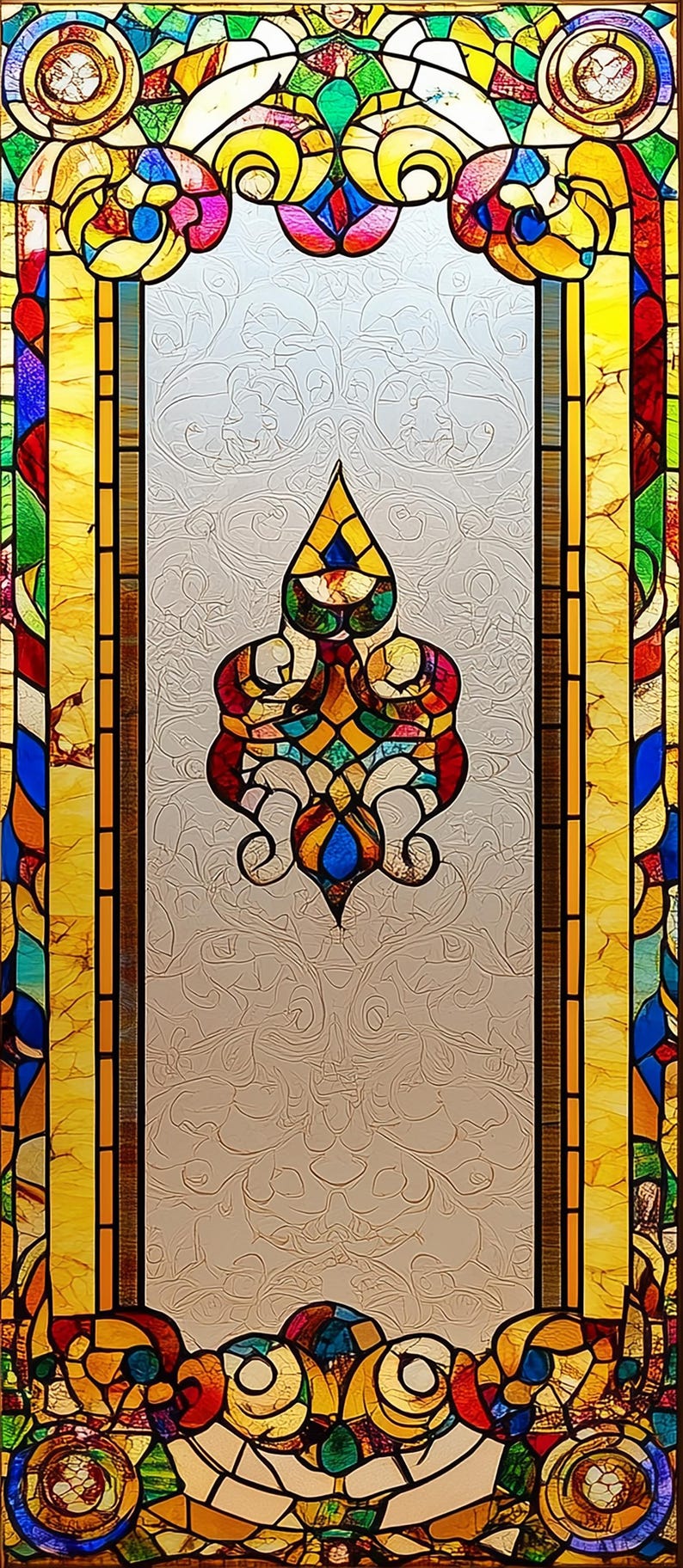 Custom Window Decals - Stained Glass Film, Flower Pattern, Non-adhesive ...