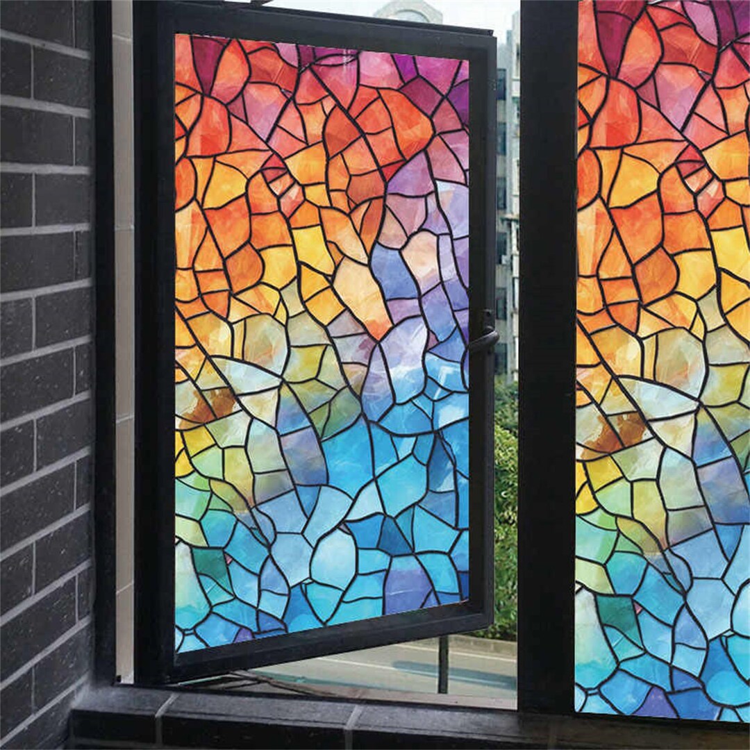 Custom Colorful Stained Glass Effect Window Film – Opaque, Light ...