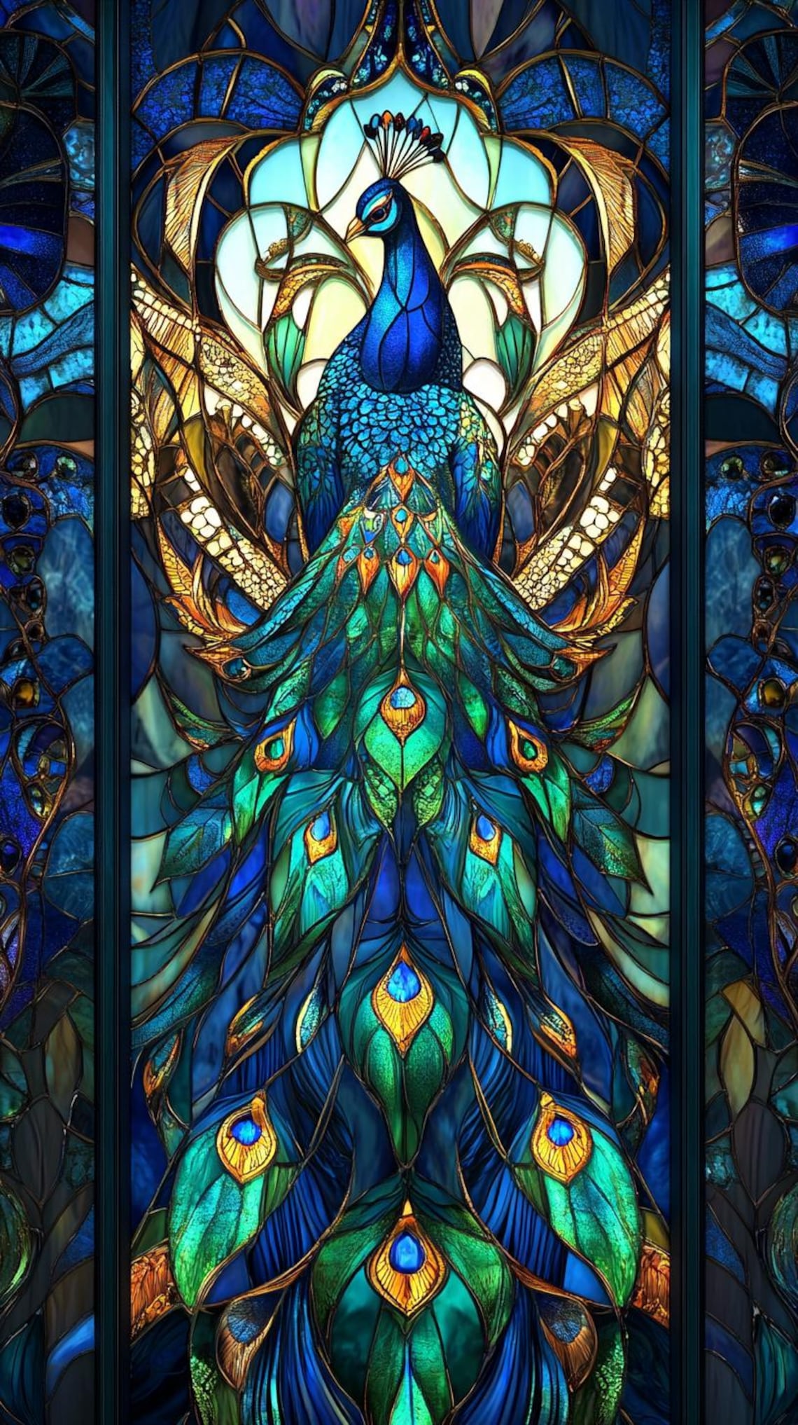 Peacock Stained Glass Window Panel, Majestic Feather Design for ...