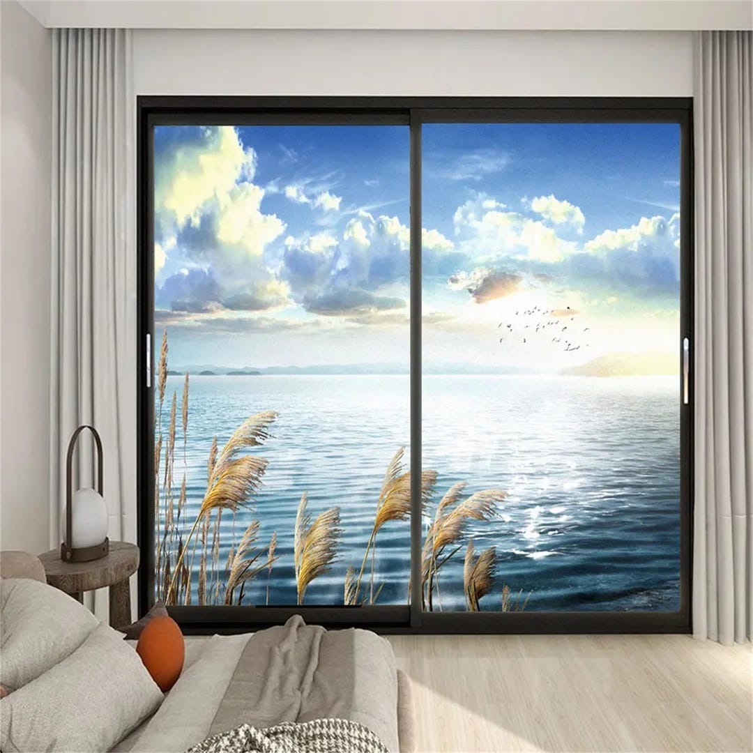 Custom Size Beautiful Scenery Window Privacy Film – Stained Glass Style ...