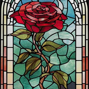 No Glue Static Cling Window Film - Rose Stained Glass, Privacy, Home ...