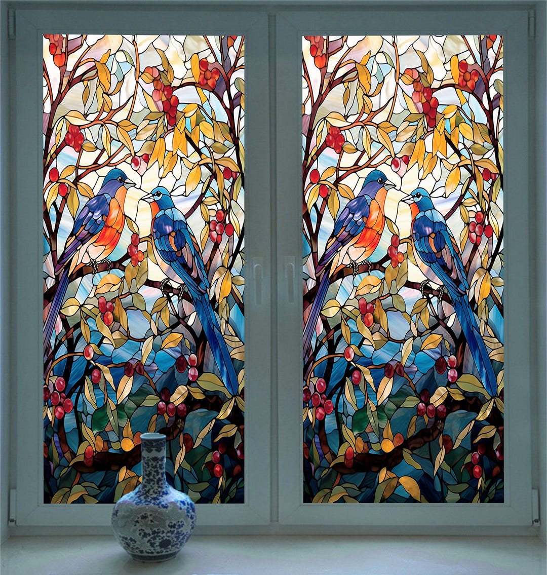 Birds Static Cling Window Film – Decorative Non-adhesive Privacy Cover ...
