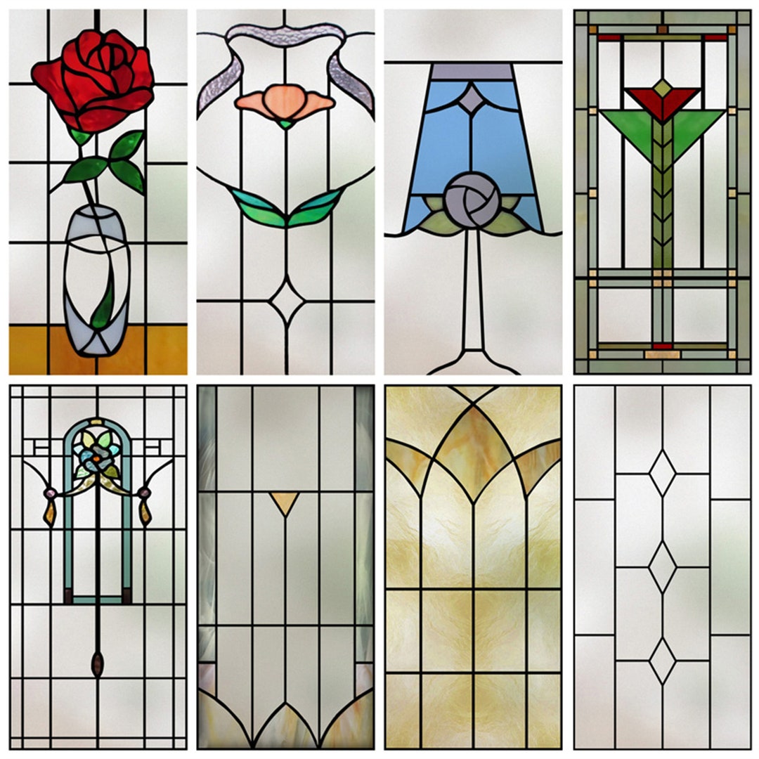 Custom Size Stained Glass Window Film Frosted Privacy Static Cling ...