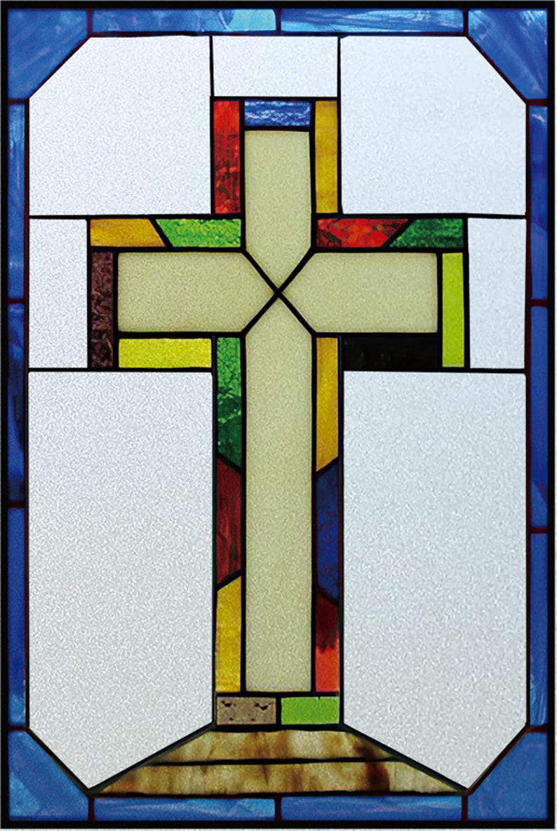Customized Window Film Frosted Stained Glass Films Cross Dove - Etsy
