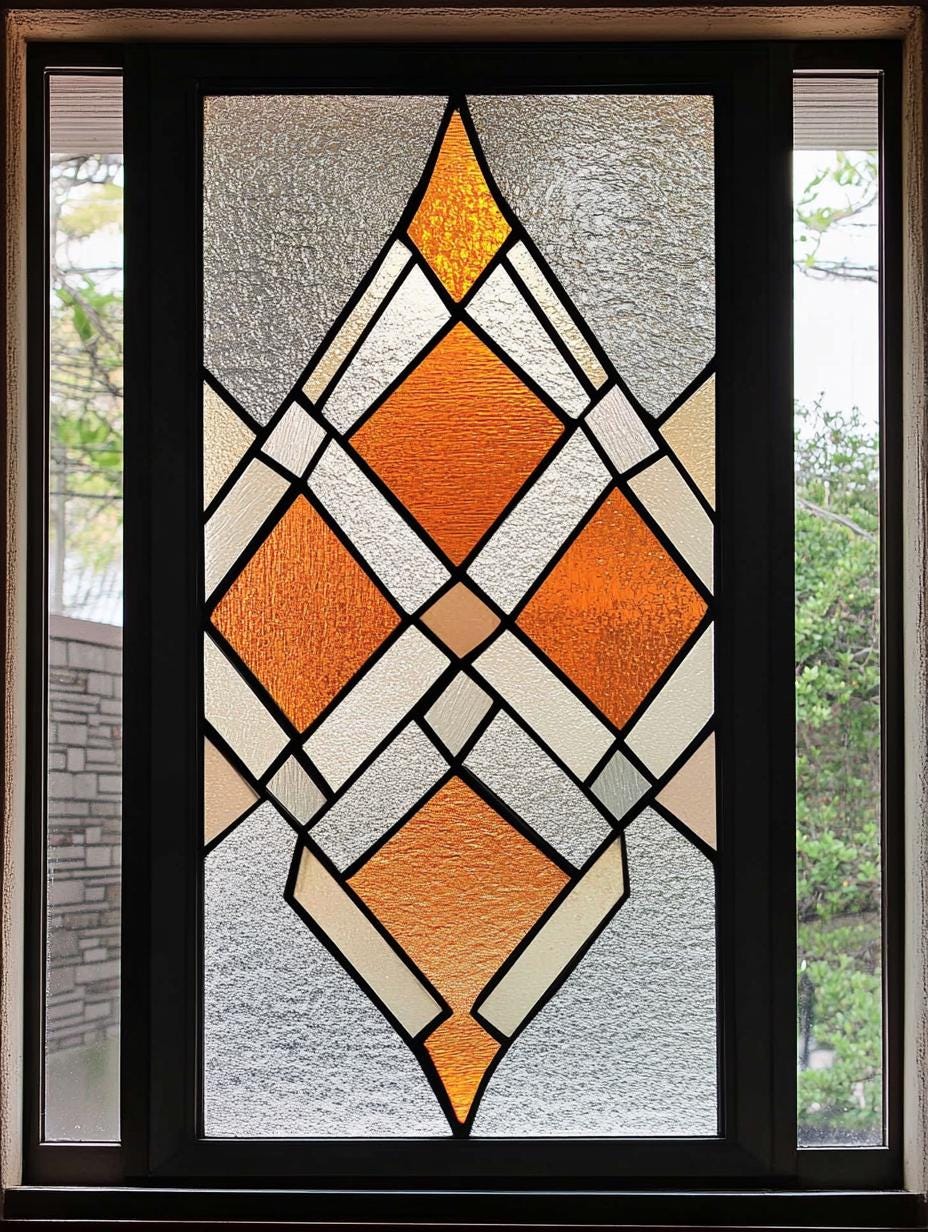 Custom Stained Glass Window Film - Geometric Art Deco Design for ...