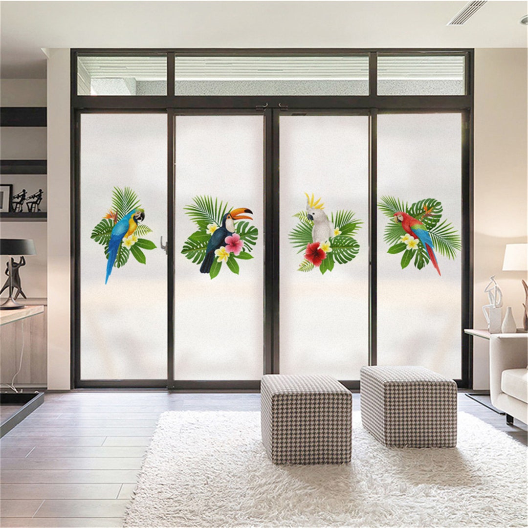 Customized Privacy Windows Film Decorative Parrot Macaw Stained Glass ...