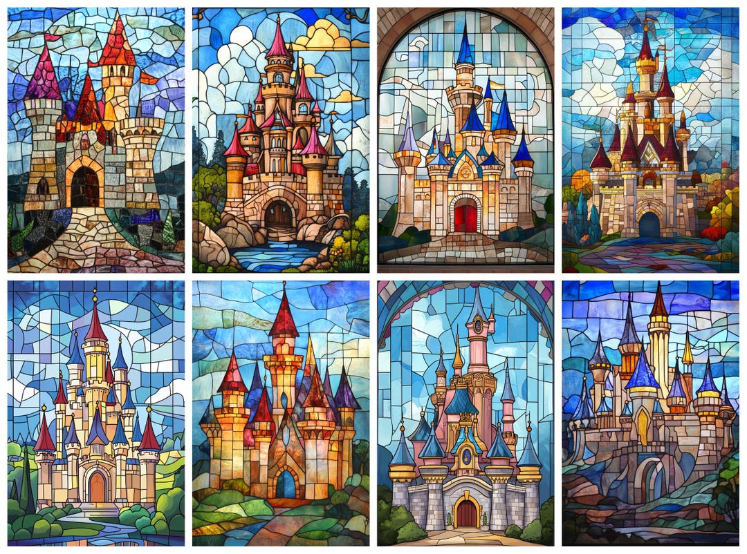 Custom Castle Stained Glass Window Film - Enchanting Fairytale Design ...