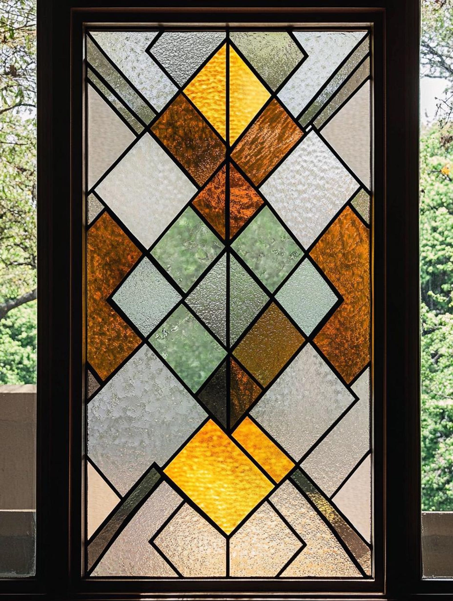 Custom Stained Glass Window Film - Geometric Art Deco Design for ...