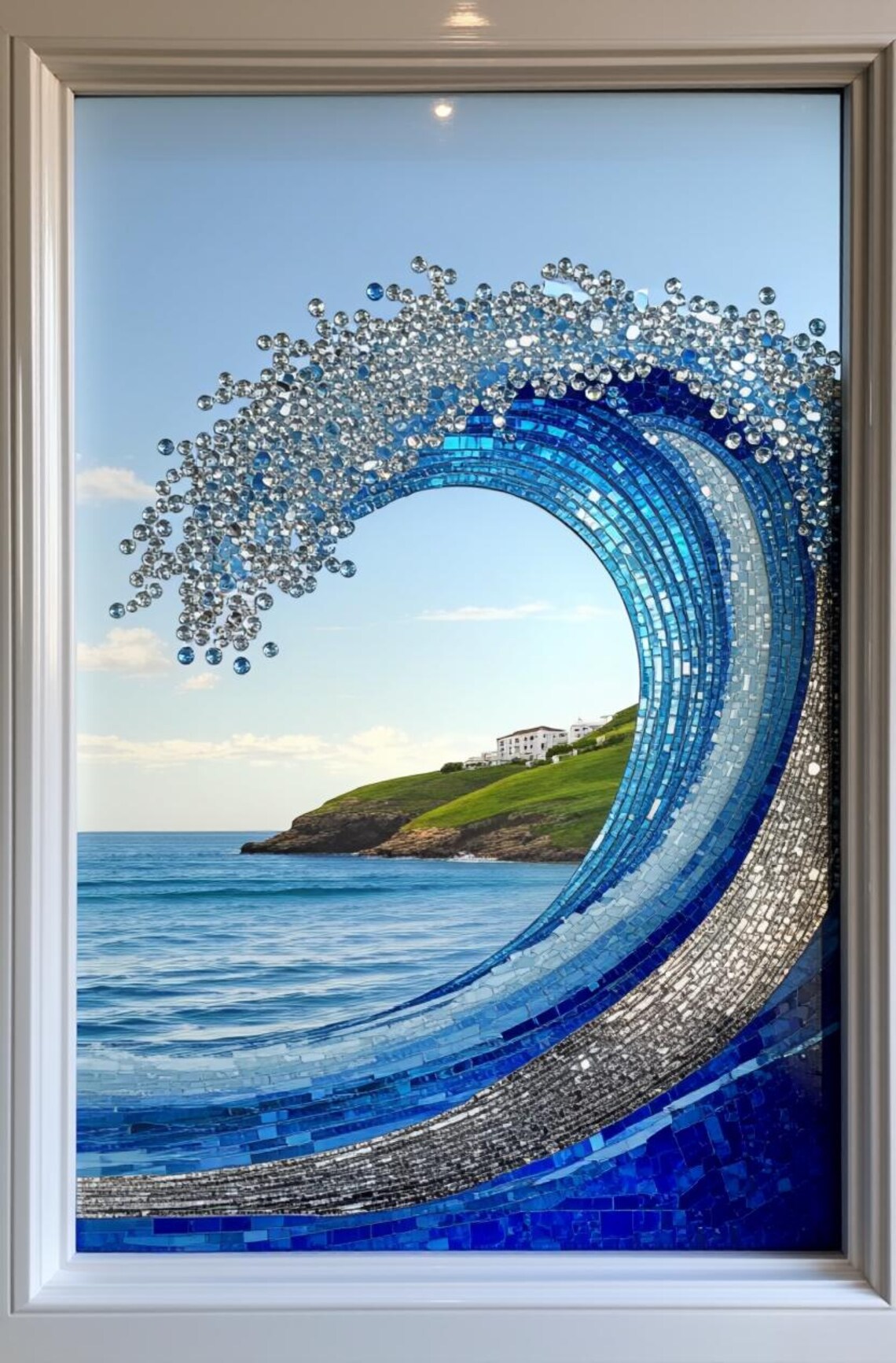 Ocean Wave Stained Glass Window Film Frosted Privacy Static Cling ...