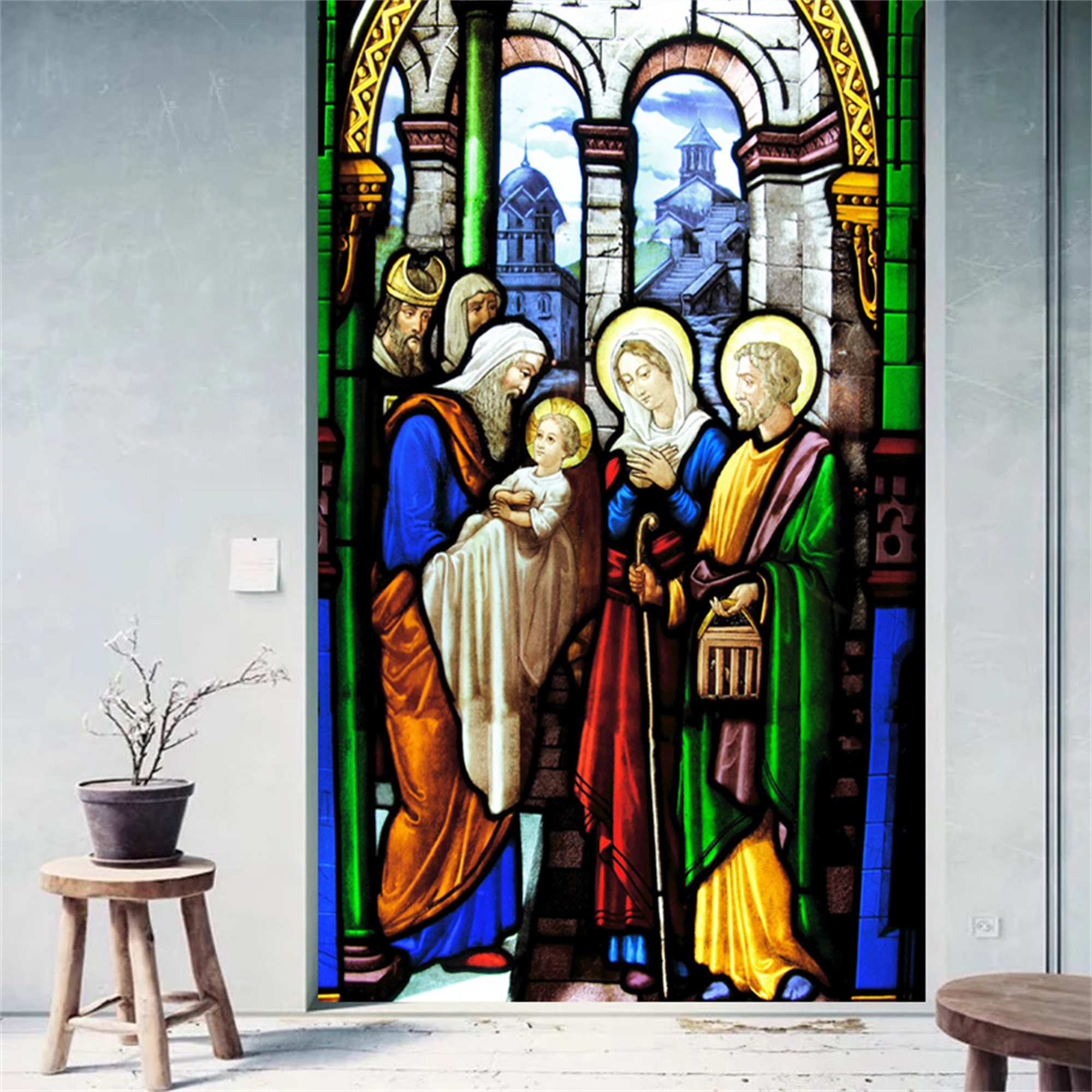 Custom Size Window Film Stained Glass Films Jesus Christ Window Sticker ...