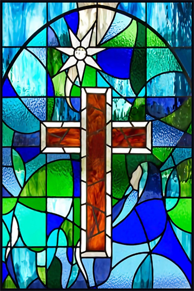 Customized Window Film Frosted Stained Glass Films Cross - Etsy