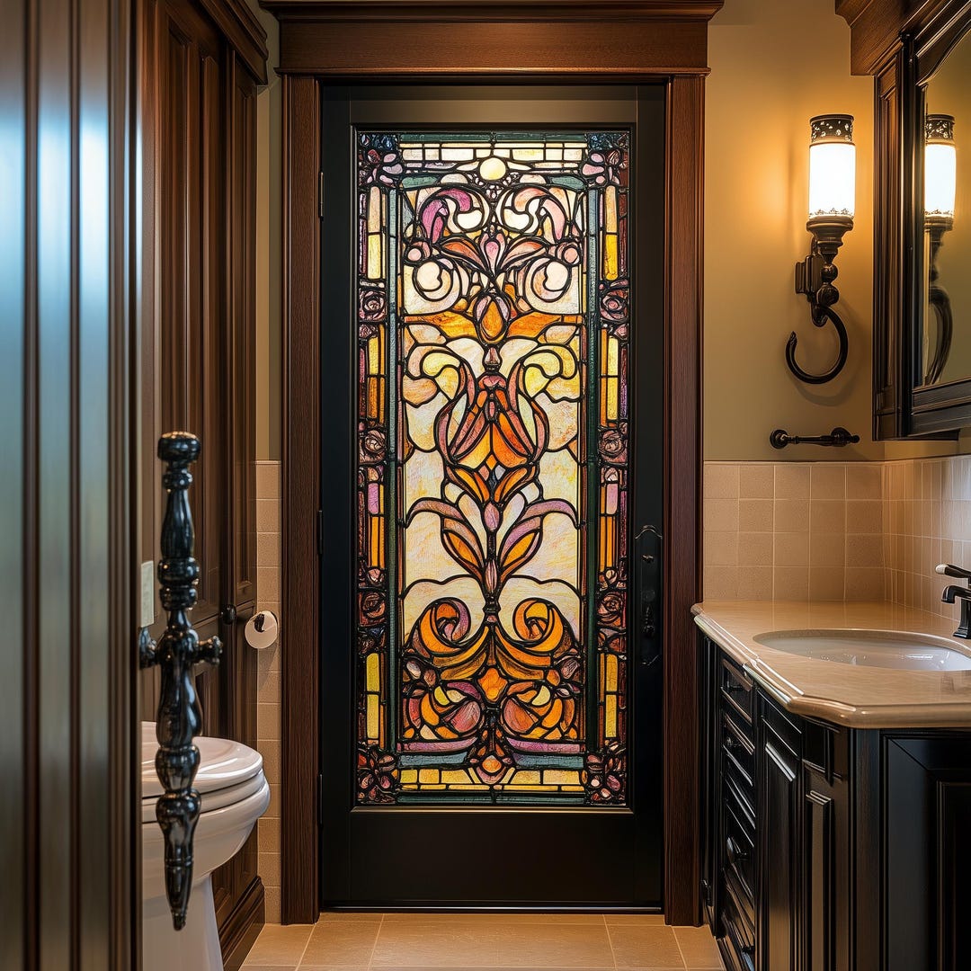 Custom Size Stained Glass Window Film - Flower Pattern, Static Cling ...