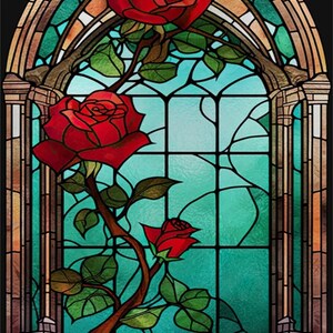 Home Decorative Window Film - Rose Stained Glass, Frosted, Privacy ...