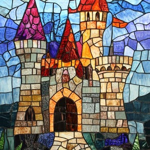 Custom Castle Stained Glass Window Film - Enchanting Fairytale Design ...