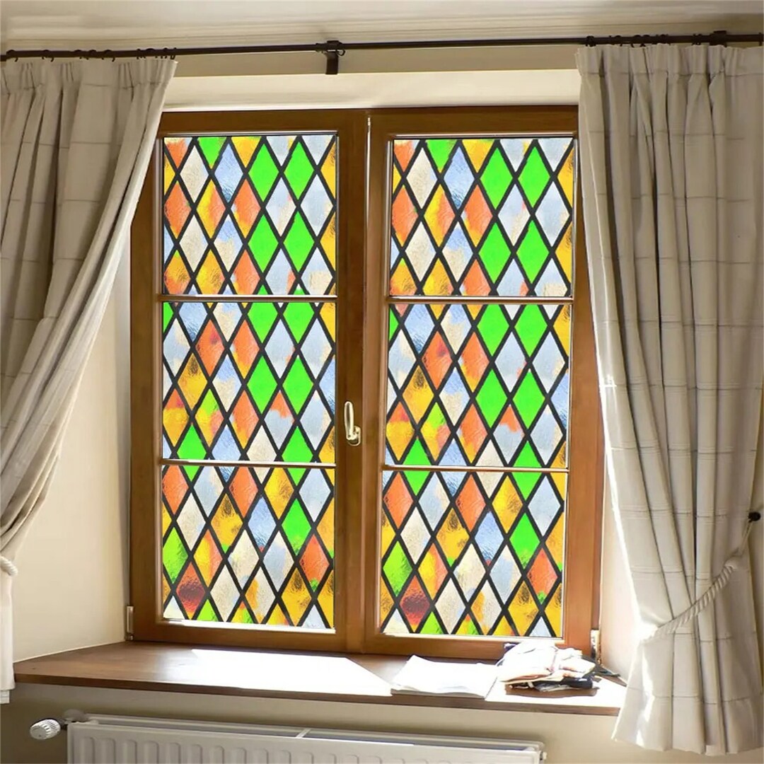Custom Size Anti-uv Window Film - Diamond Check Pattern Static Cling ...
