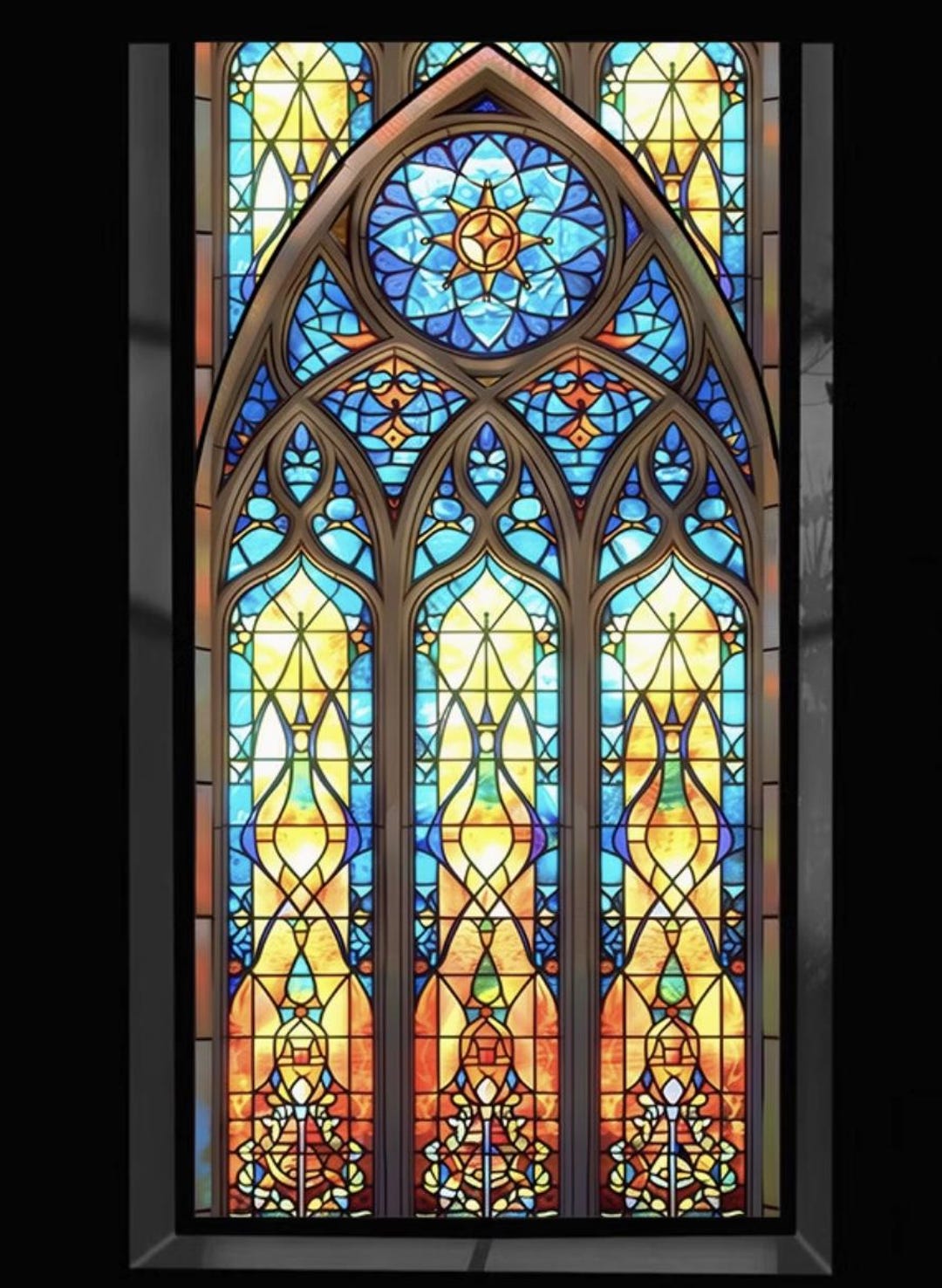 Cathedral-style Stained Glass Window Film - Custom Decorative Privacy ...