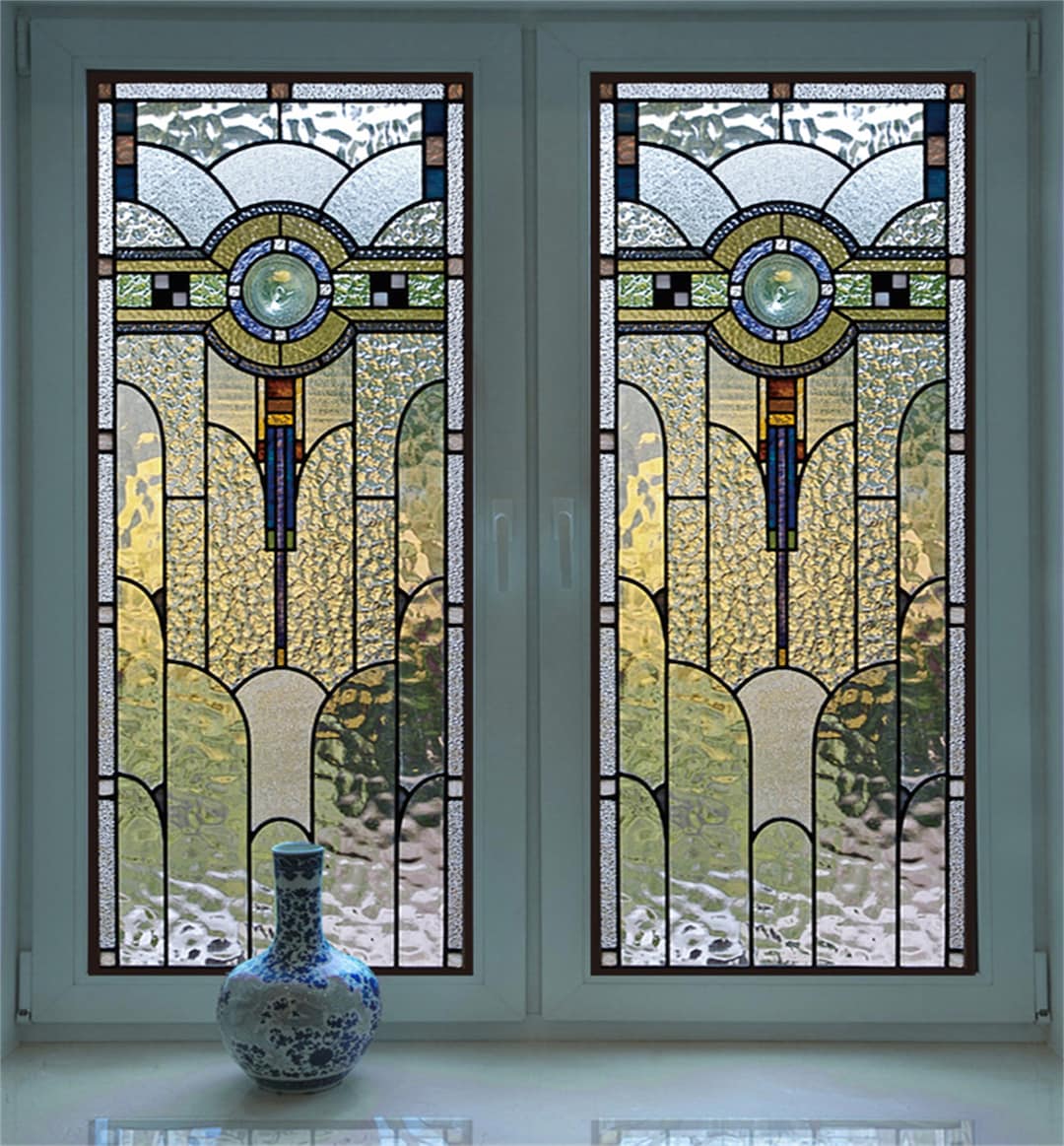 Custom Size Stained Glass Window Film Church Sticker Floral Painting ...