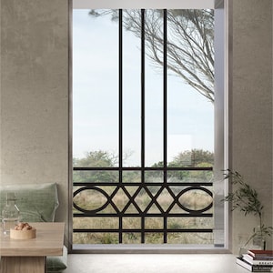 Window Film Transparent Glass Sticker Static Cling Iron Style Black ...