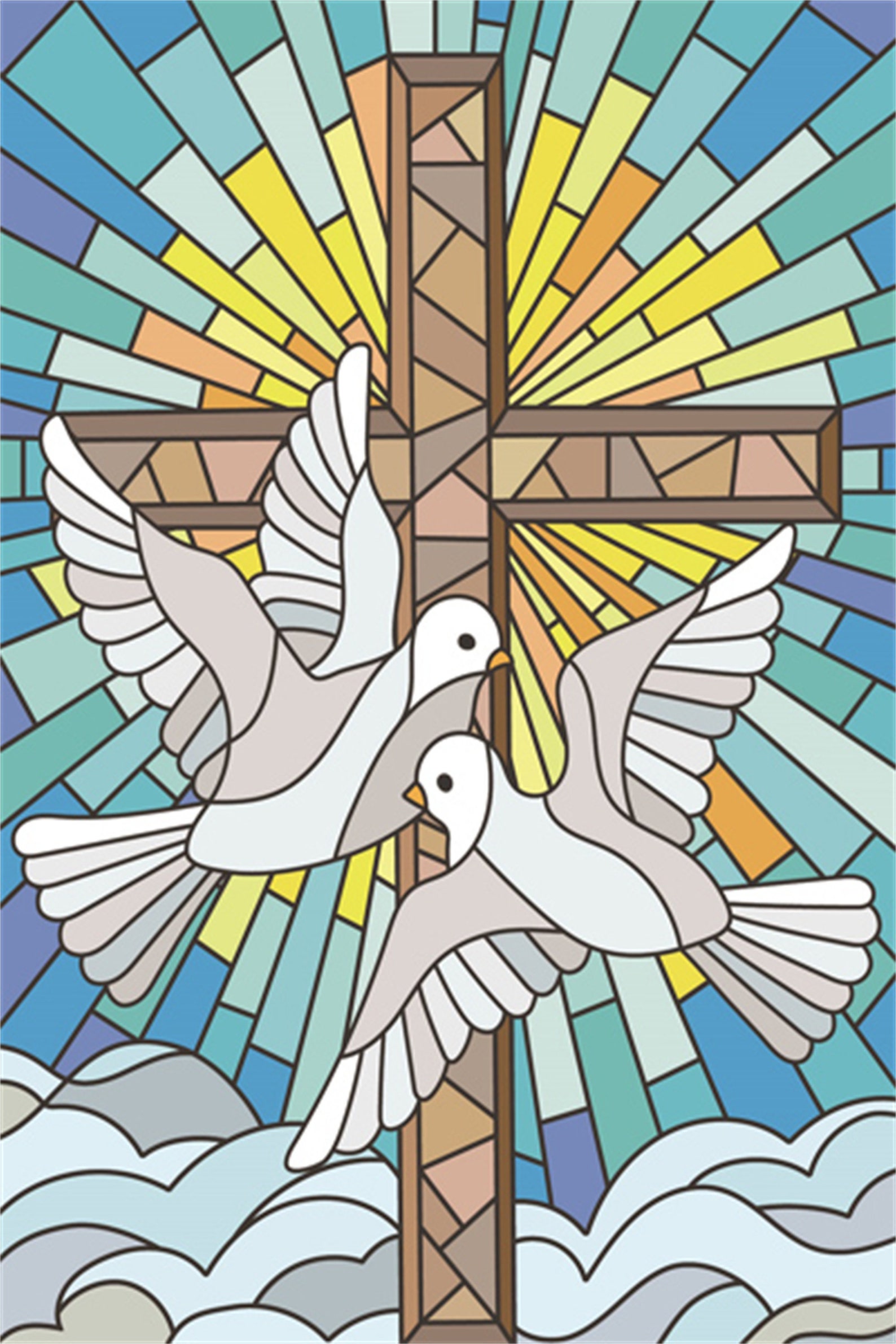 Customized Window Film Frosted Stained Glass Films Cross Static Cling ...