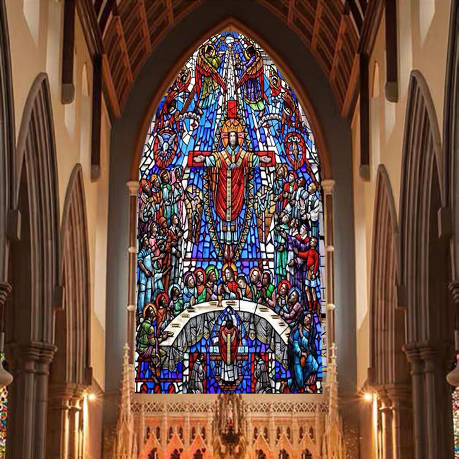 Stained Glass Wndow Film Frosted Glass Sticker Custom Size Church Jesus ...