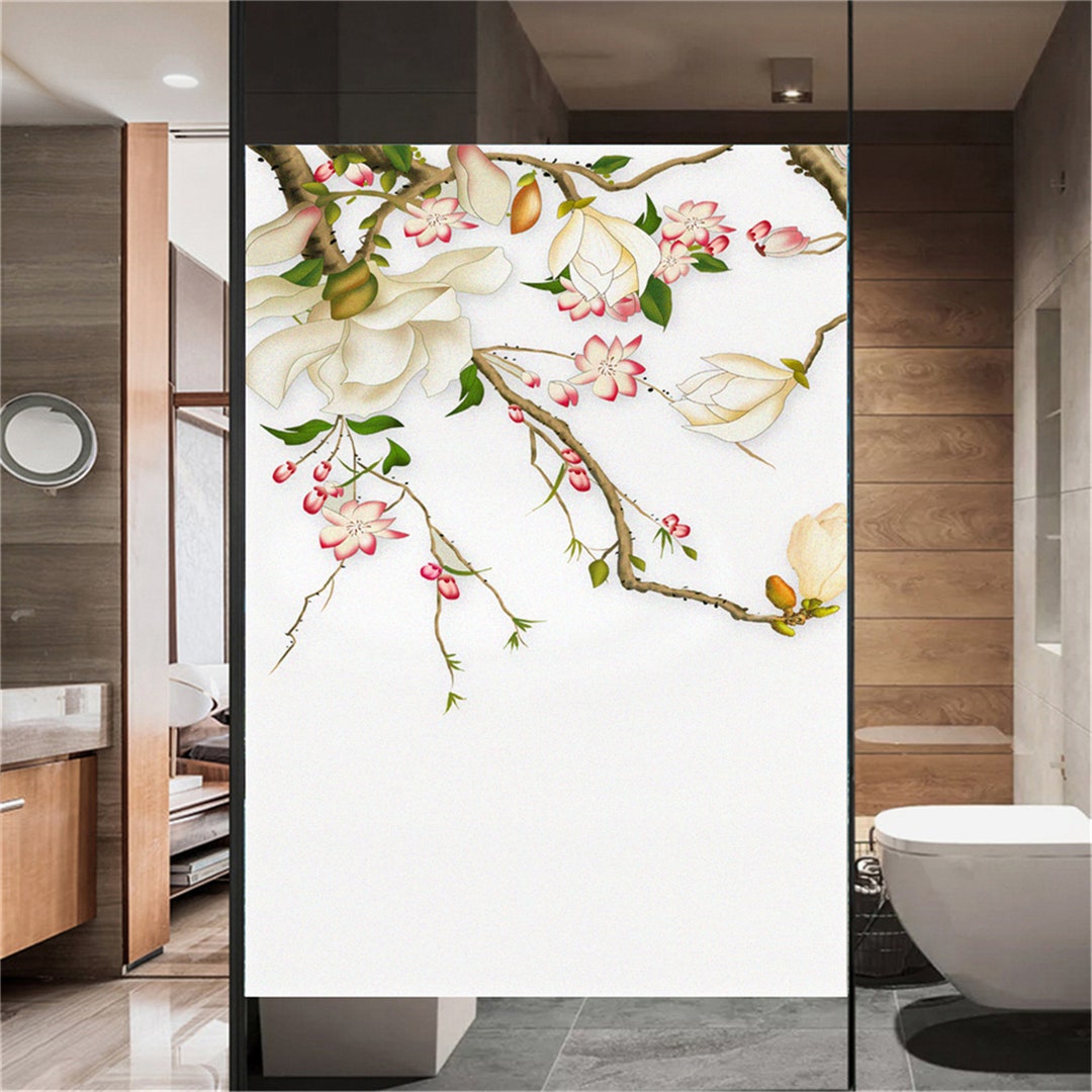 Customized Decorative Windows Film Privacy Flower Blossom Glass Window ...