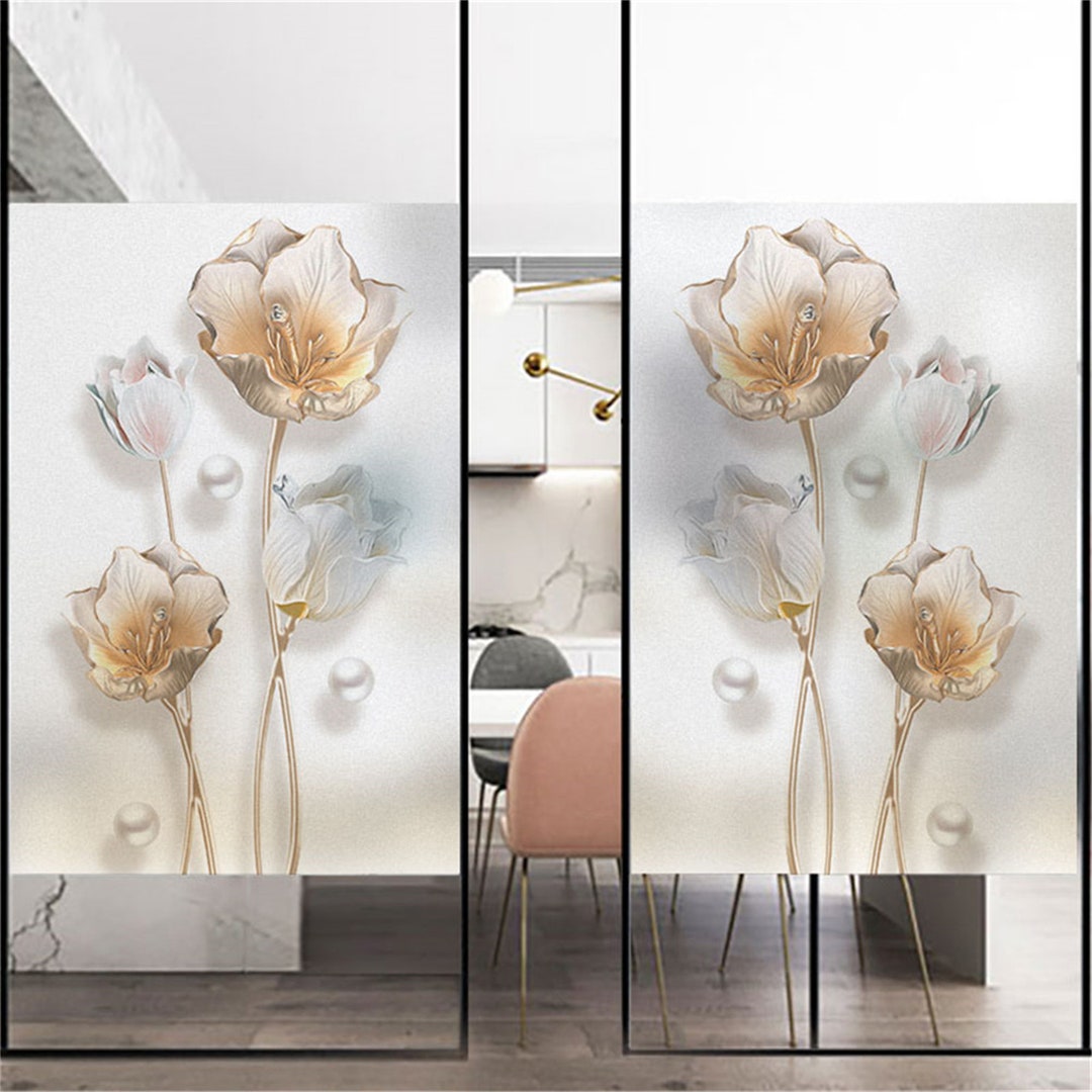 Customized Golden Rose Privacy Window Film Static Cling No Glue ...