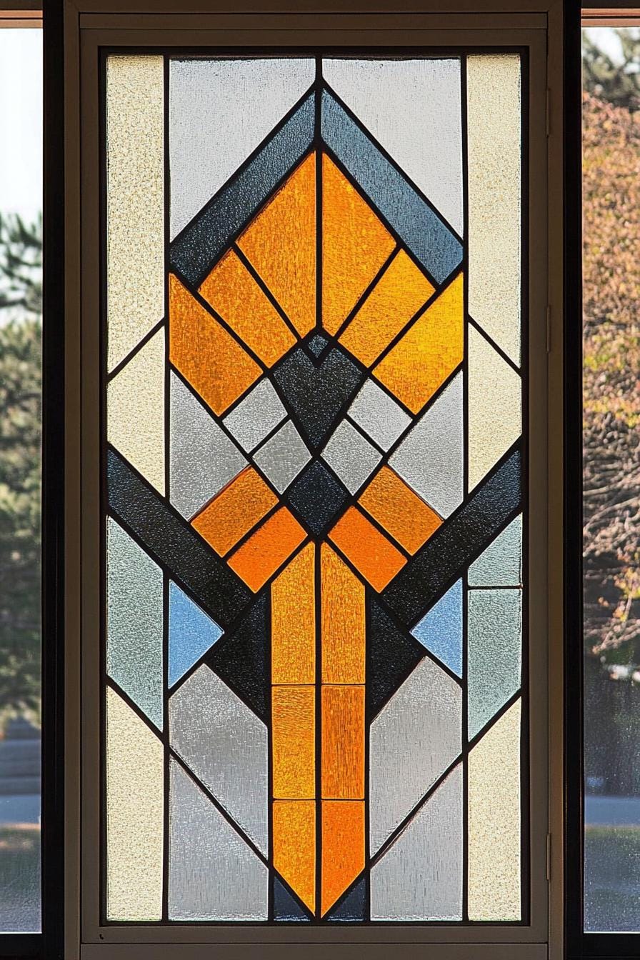 Custom Stained Glass Window Film - Geometric Art Deco Design for ...