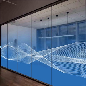 Custom Gradient Frosted Glass Film for Office – Curved Text, Colorful ...