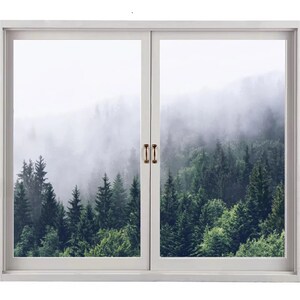 Custom-sized Frosted Glass Film for Windows, Stained Glass Forest ...