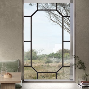 Window Film Transparent Glass Sticker Static Cling Iron Style Black ...