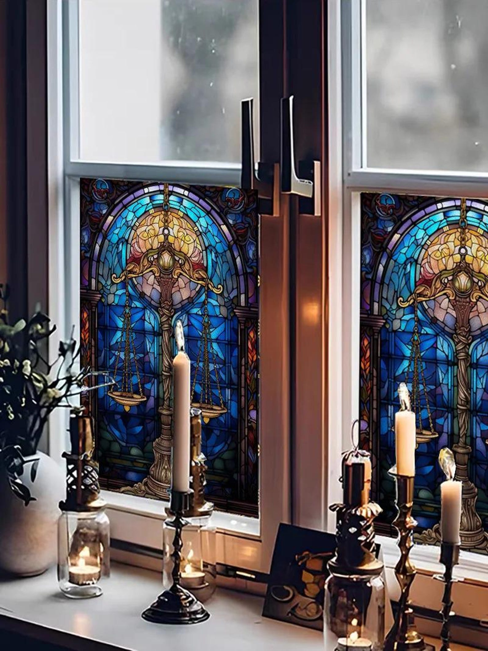 Christian Cross Stained Glass Window Film - Religious Decorative ...