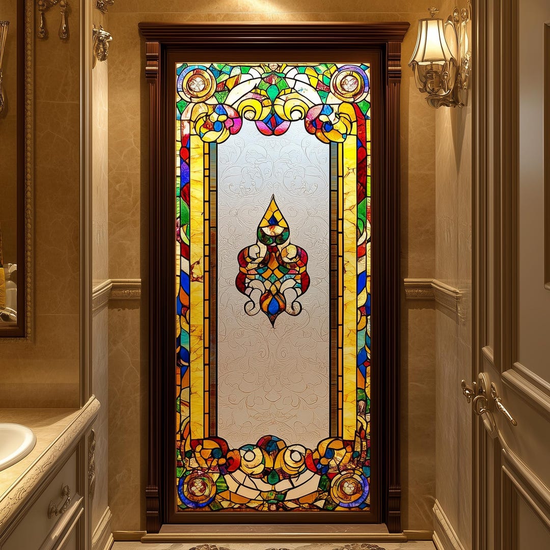 Custom Window Decals - Stained Glass Film, Flower Pattern, Non-adhesive ...