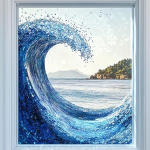 Custom Ocean Wave Stained Glass Window Film Mosaic Style Privacy ...